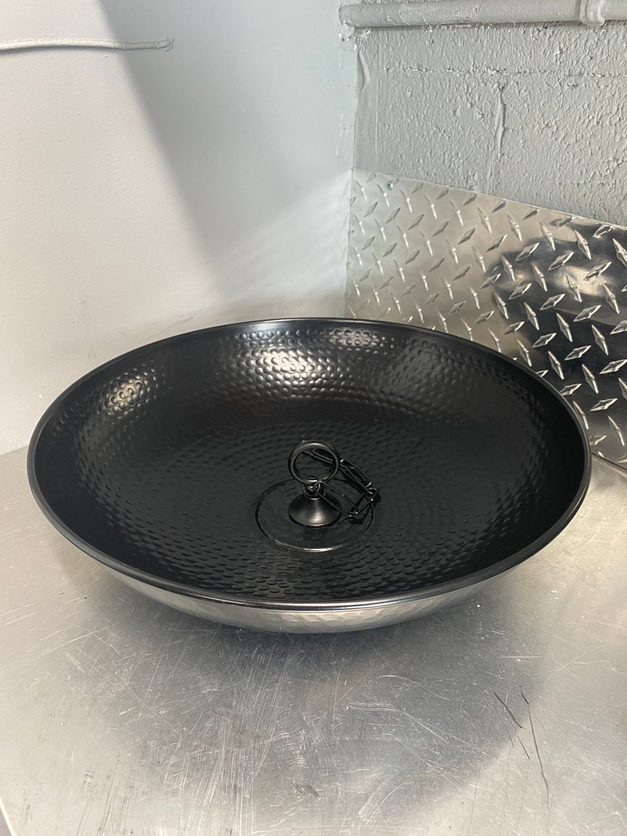 #3145-BLACK-LOOP Hand Hammered Aluminum Dish – Crespo Rain Gutters
